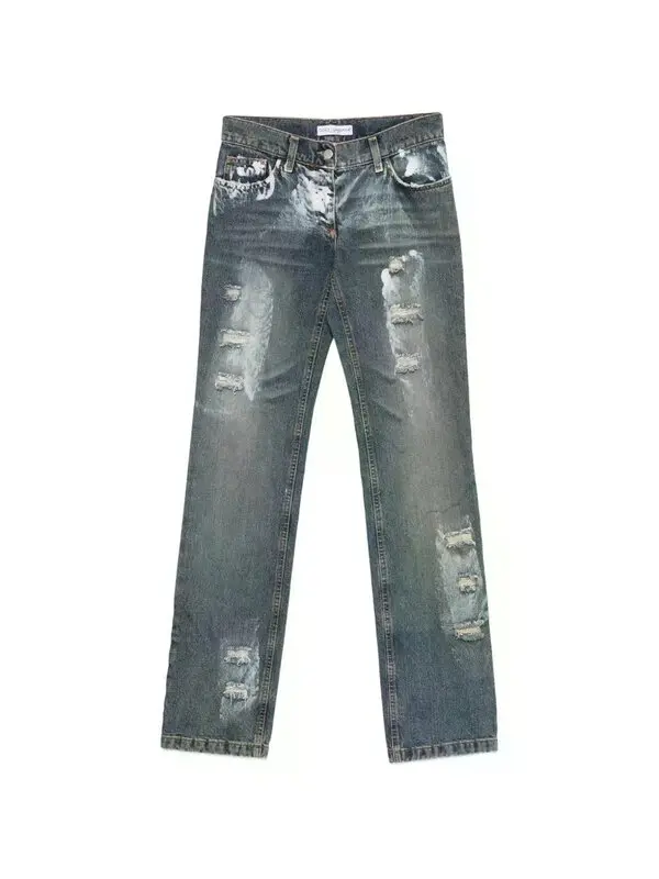 Dolce & Gabbana Distressed Paint-splatter Jeans