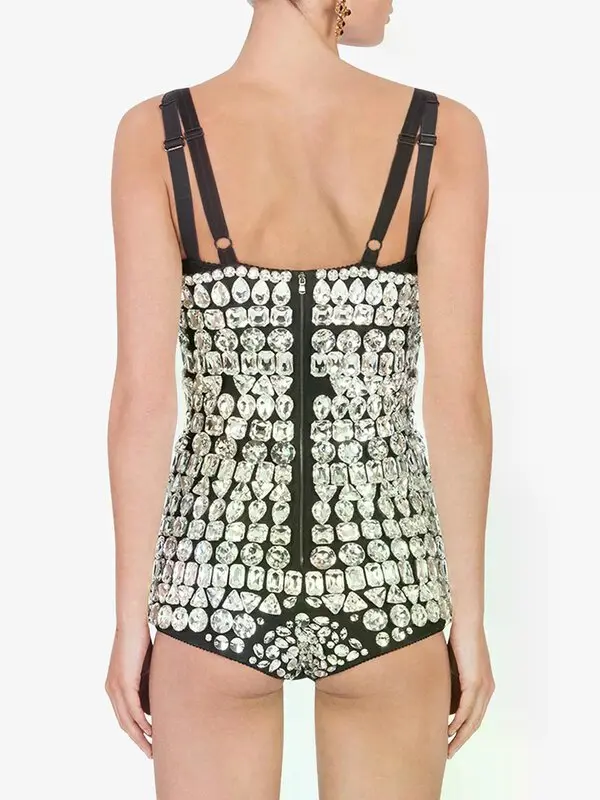 Dolce & Gabbana Embellished Sweetheart Neck Bodysuit
