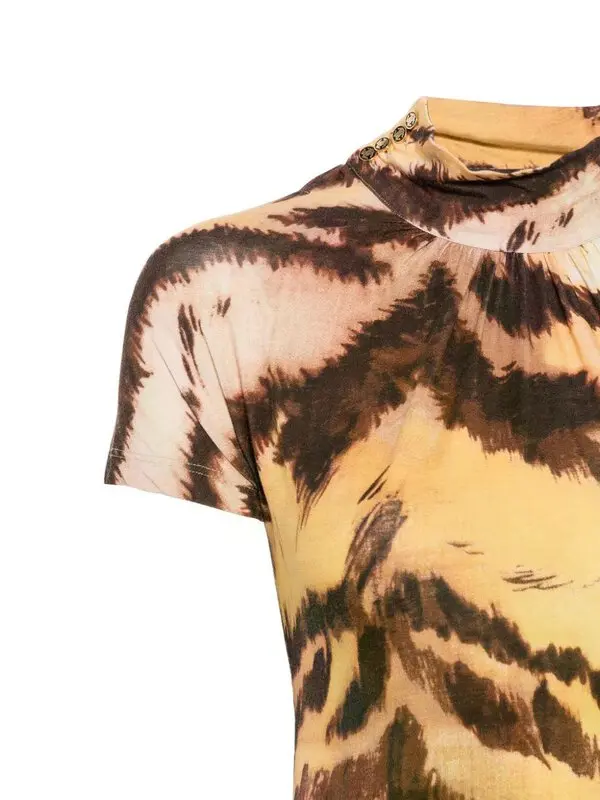Roberto Cavalli 2000s Tiger Print High Neck T-shirt