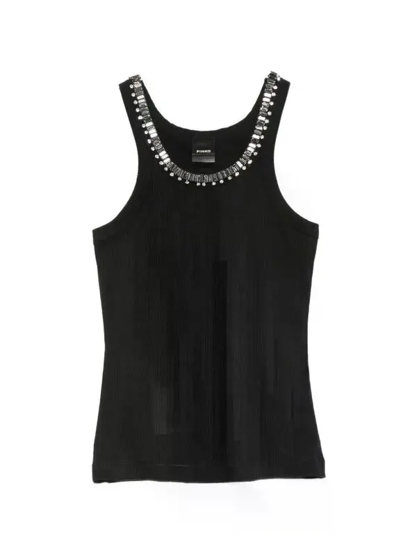 Pinko Crystal-embellished Ribbed Racerback T-shirt