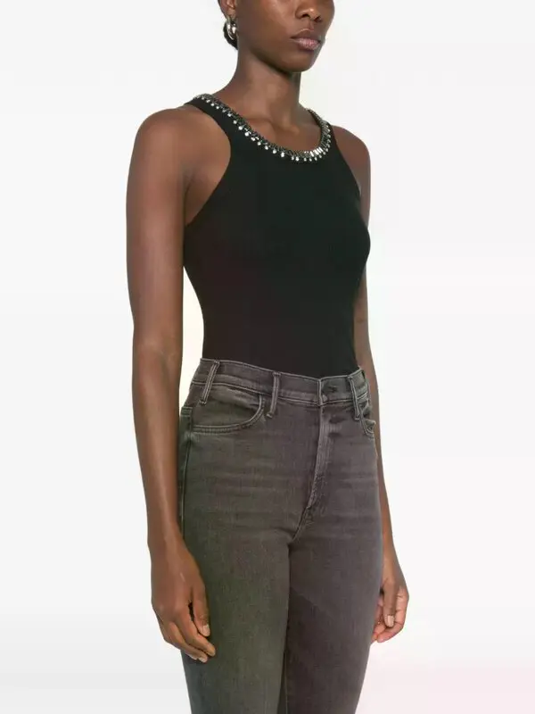 Pinko Crystal-embellished Ribbed Racerback T-shirt