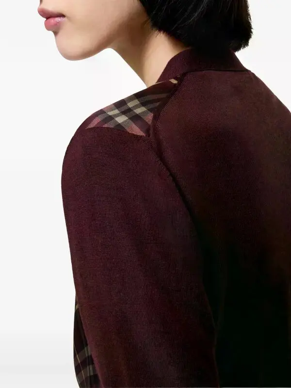 Burberry Check Panel Wool Silk Cardigan