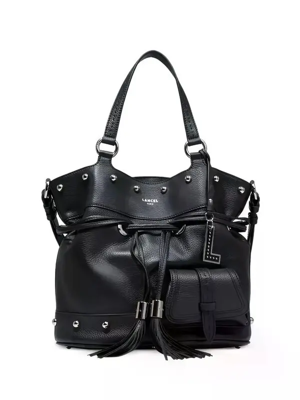LANCEL Stud-embellished Leather Bucket Bag - Black