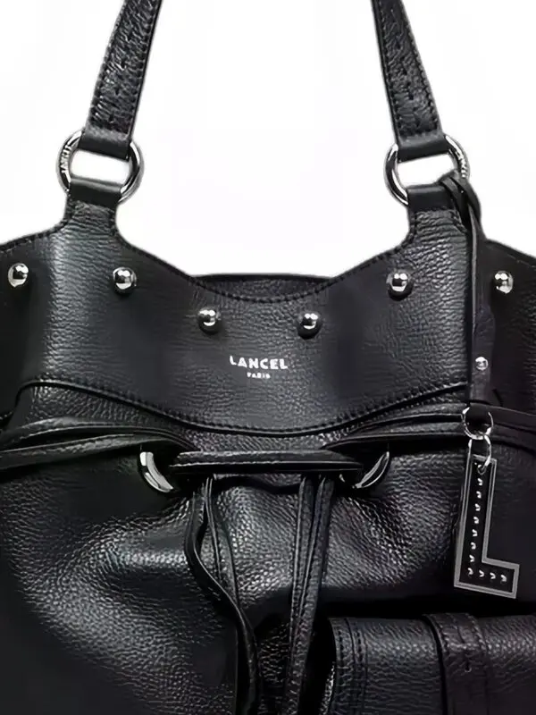 LANCEL Stud-embellished Leather Bucket Bag - Black