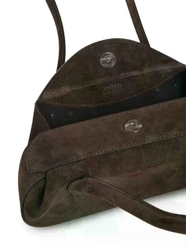 Yuzefi Mini Oyster Shoulder Bag In Suede - Brown