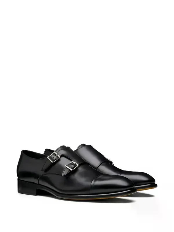 DOUCAL'S Double Monk Strap Shoes - Black