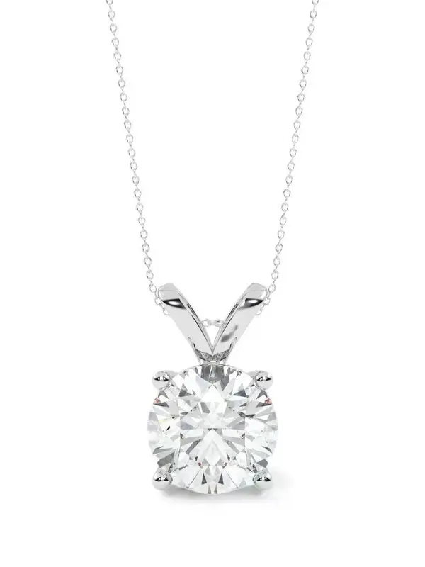 Diamond Essentials 14k White Gold Diamond Solitaire Necklace - Silver