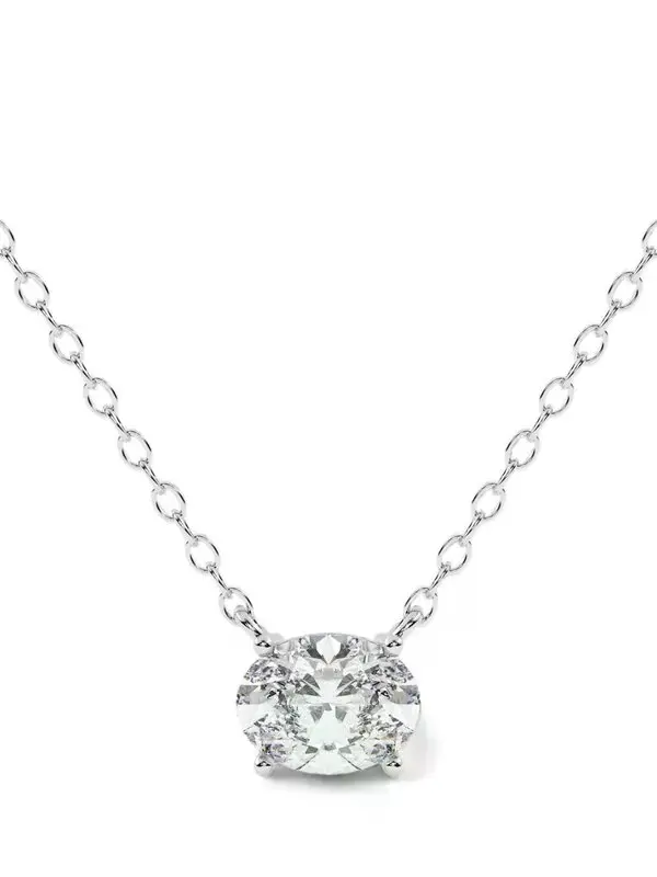 DIAMOND ESSENTIALS 14k White Gold Oval-cut Laboratory-grown Diamond Necklace - Silver