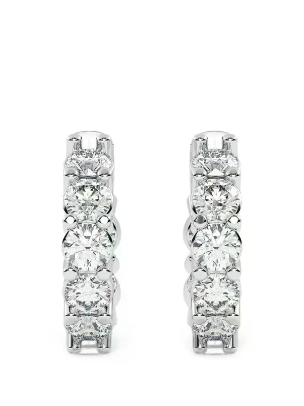 Diamond Essentials 14k White Gold Diamond Huggie Hoop Earrings - Silver