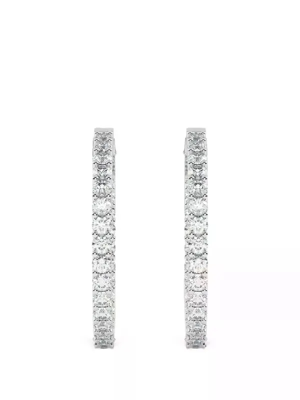 Diamond Essentials 14k White Gold Laboratory-grown Diamond Hoop Earrings - Silver