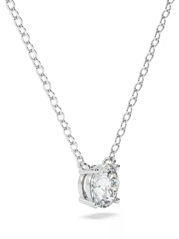 DIAMOND ESSENTIALS 14kt White Gold Solitaire Diamond Pendant Necklace