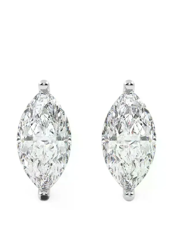 DIAMOND ESSENTIALS Marquise-cut Laboratory-grown Diamond Earrings In 14k White Gold - Silver