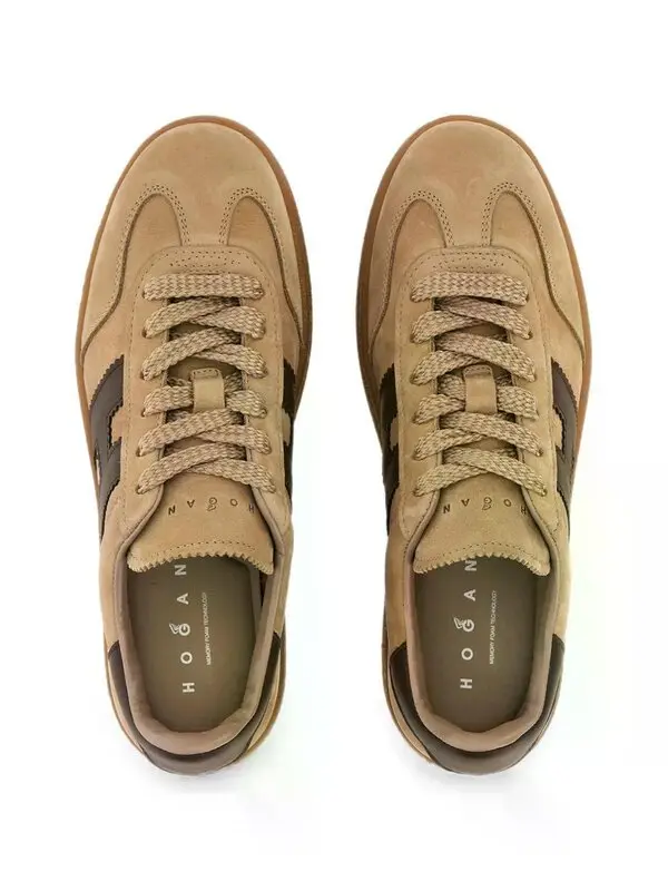 Hogan H" Logo Nubuck Platform Sneakers - Neutrals