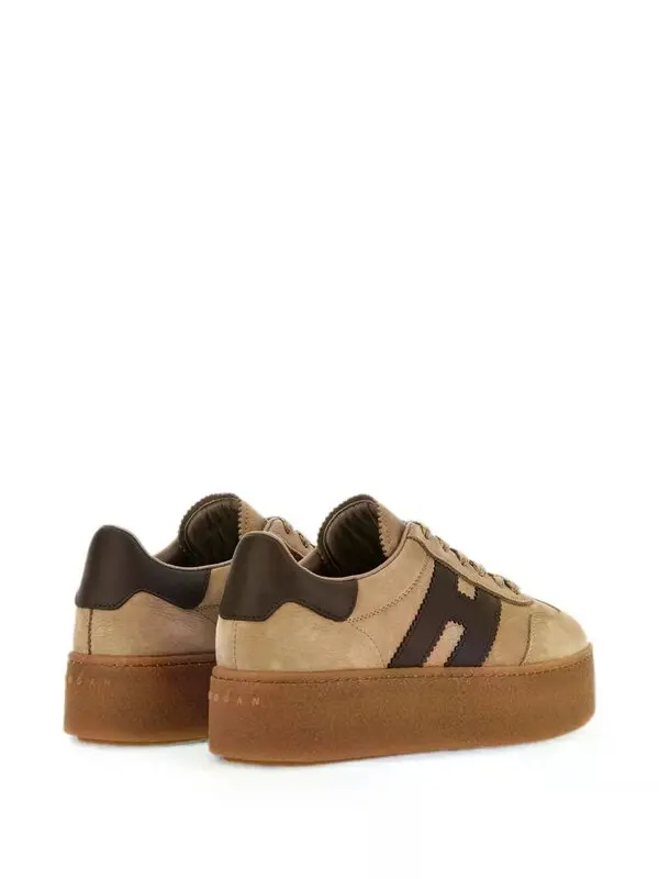 Hogan H" Logo Nubuck Platform Sneakers - Neutrals