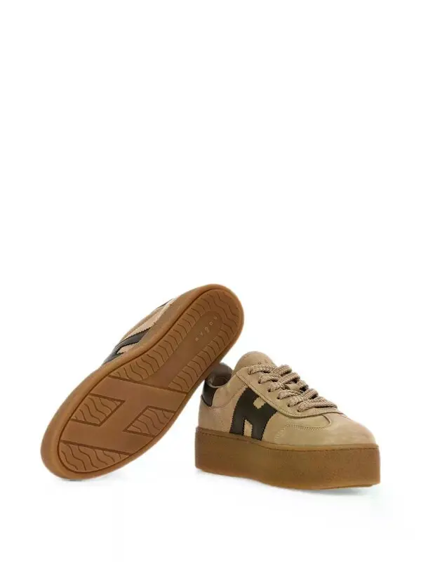 Hogan H" Logo Nubuck Platform Sneakers - Neutrals