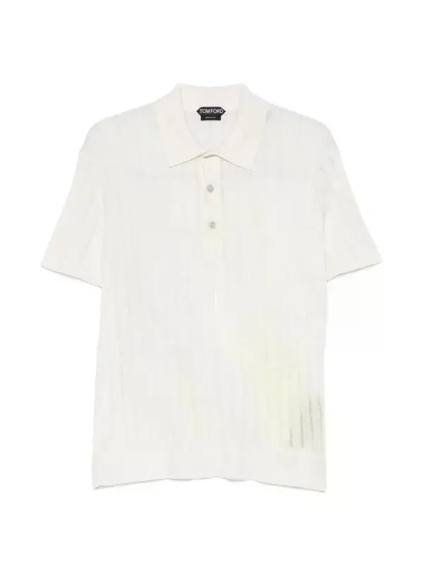 TOM FORD Ribbed-knit Short-sleeve Polo Shirt