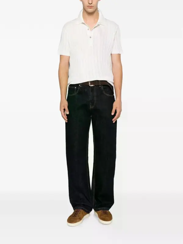 TOM FORD Ribbed-knit Short-sleeve Polo Shirt