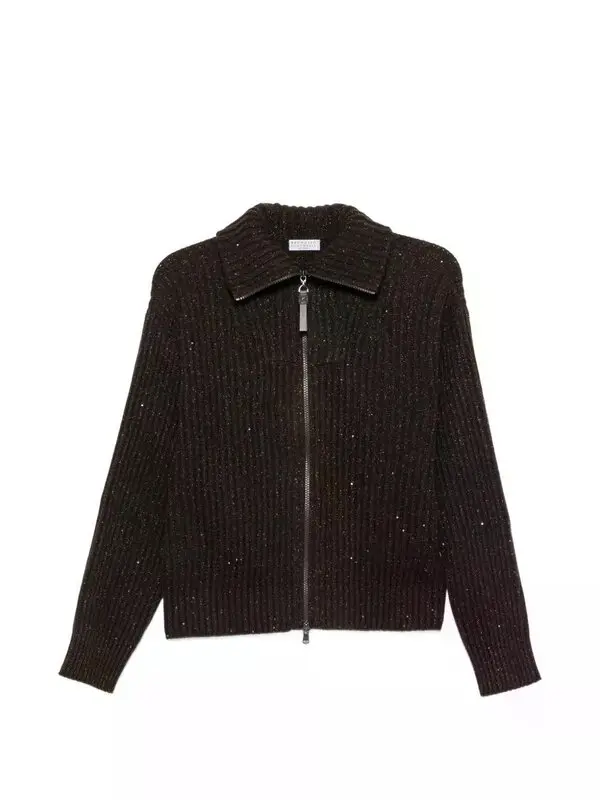 Brunello Cucinelli Sequin-embellished Ribbed Cardigan