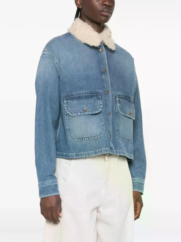 Moncler Denim Jacket With Fur Trim - Blue