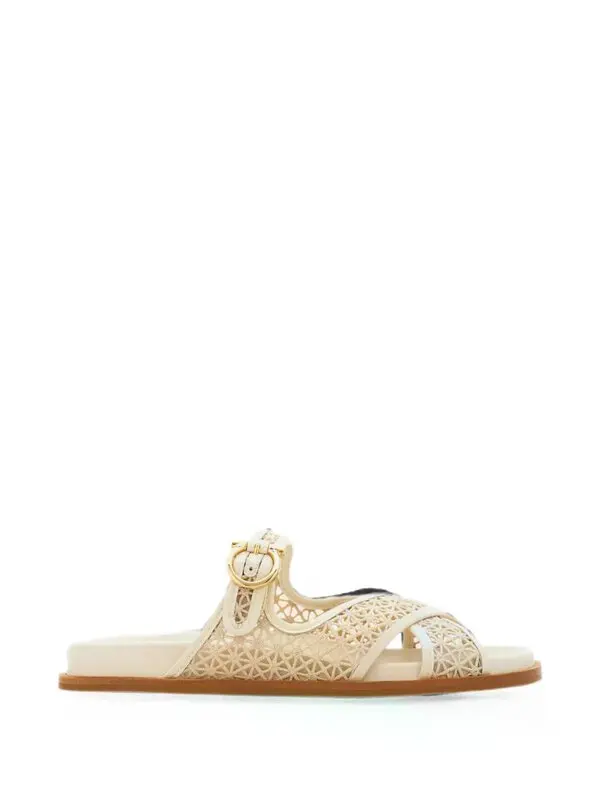 FERRAGAMO Gancini Buckle Crossover Slides