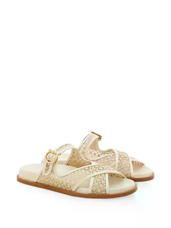 FERRAGAMO Gancini Buckle Crossover Slides