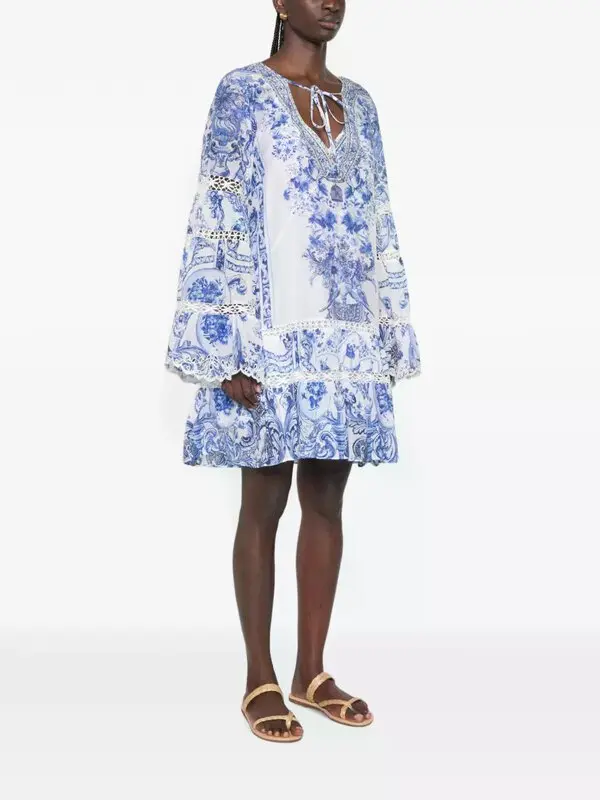 Camilla Crystal-embellished Floral Print Mini Dress