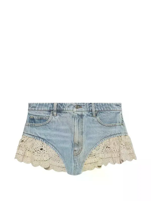 FRAME Crochet Trim Denim Shorts