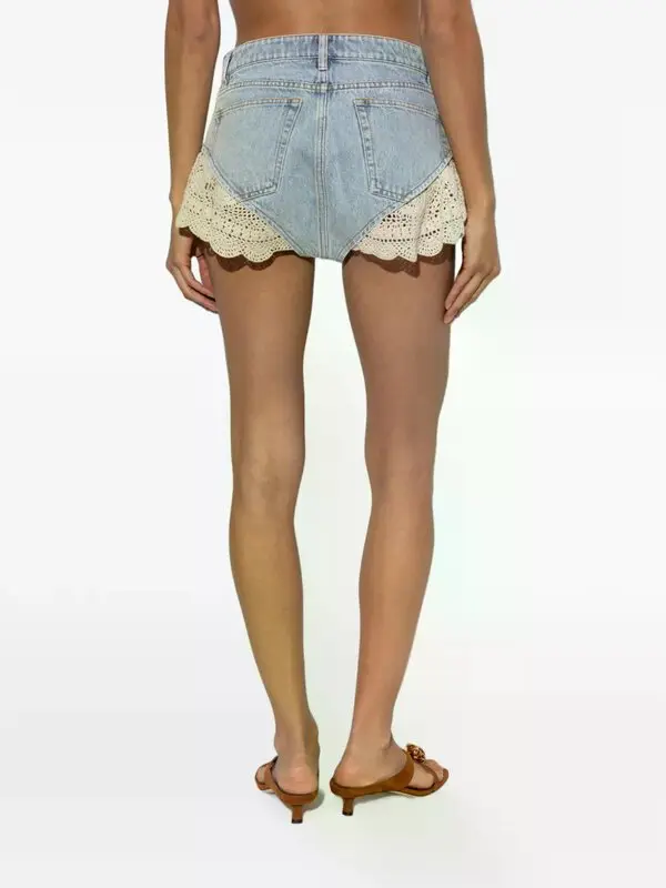 FRAME Crochet Trim Denim Shorts