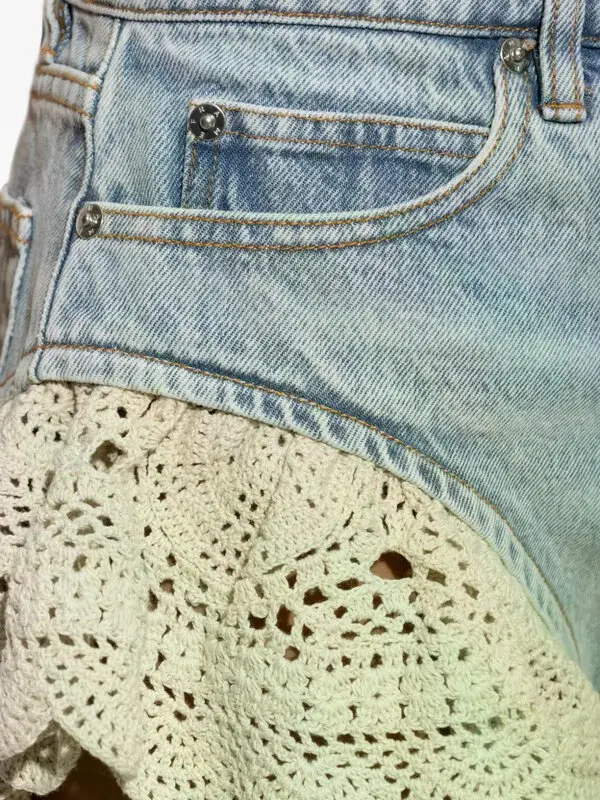 FRAME Crochet Trim Denim Shorts