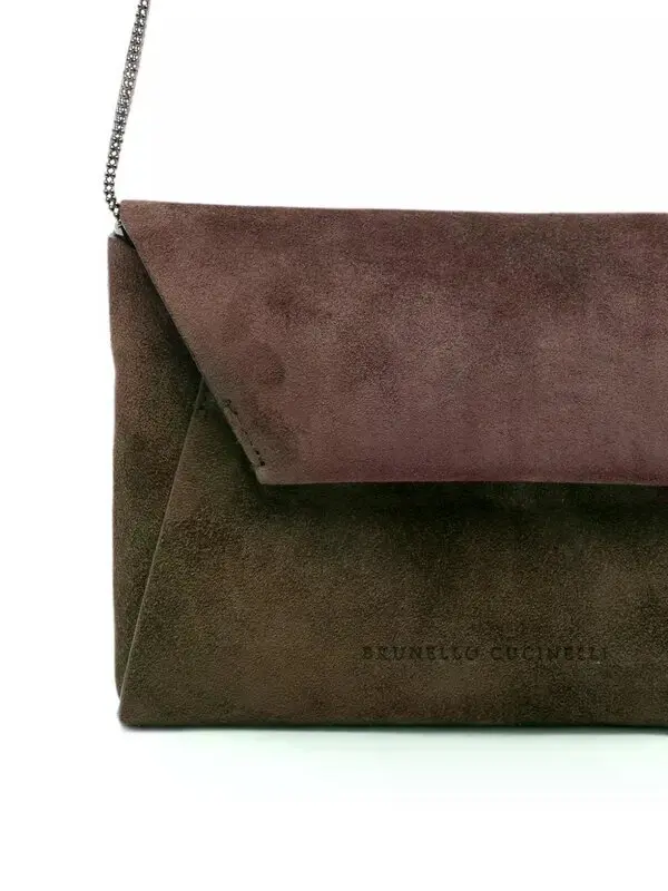 Brunello Cucinelli Suede Chain-link Crossbody Bag
