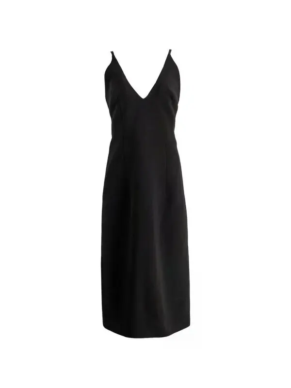 Magda Butrym V-neck Midi Dress With Criss-cross Straps - Black