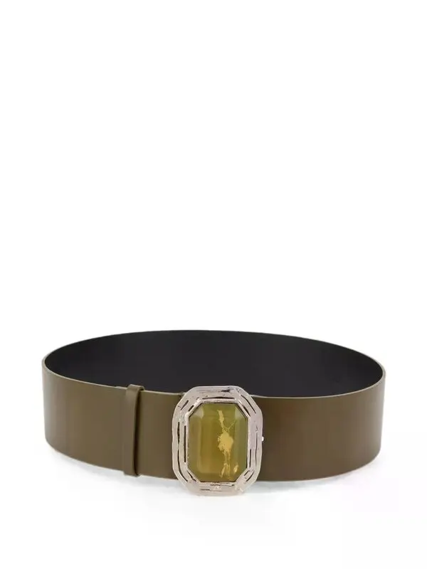 Alberta Ferretti Decorative Buckle Leather Belt - Green