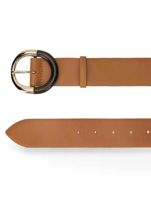 Alberta Ferretti Round Buckle Leather Belt