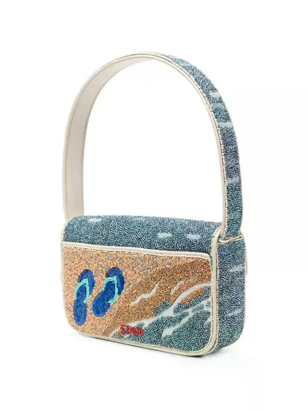 Staud Bead-embellished Tommy Shoulder Bag - Blue