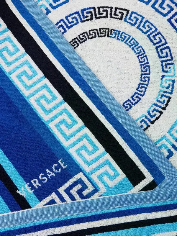 Versace Striped Cotton-terry Jacquard Bath Towel