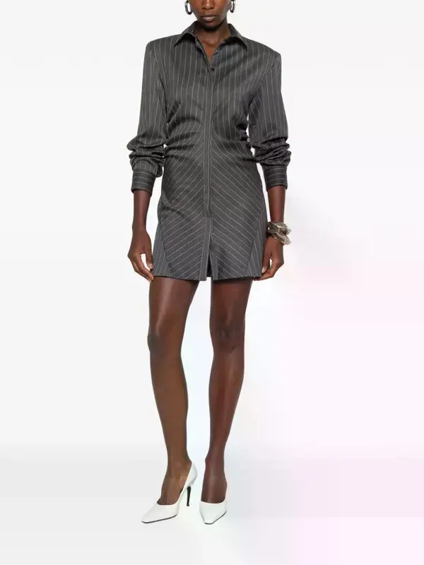 DONDUP Pinstripe Ruched Mini Dress