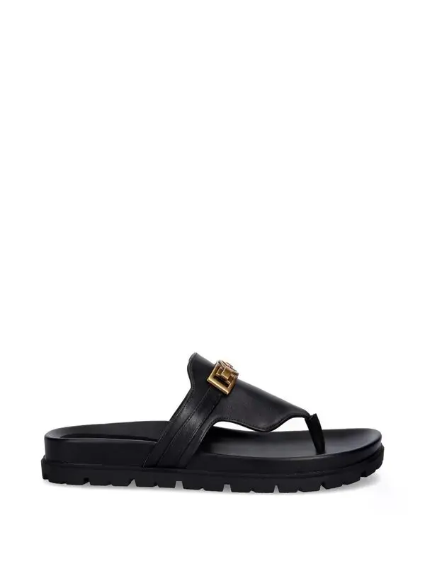 Guess Farron Leather Logo Plaque Sandals