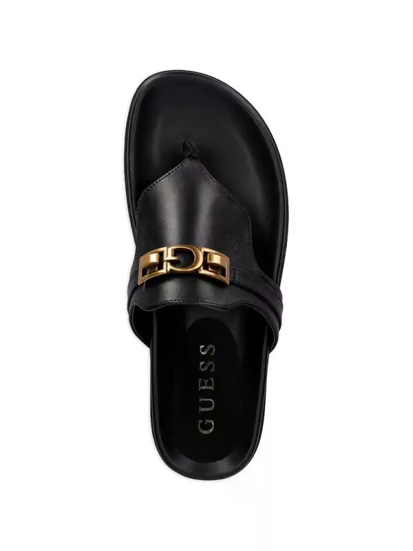 Guess Farron Leather Logo Plaque Sandals