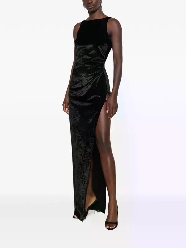 DONDUP Velvet Side-slit Midi Dress