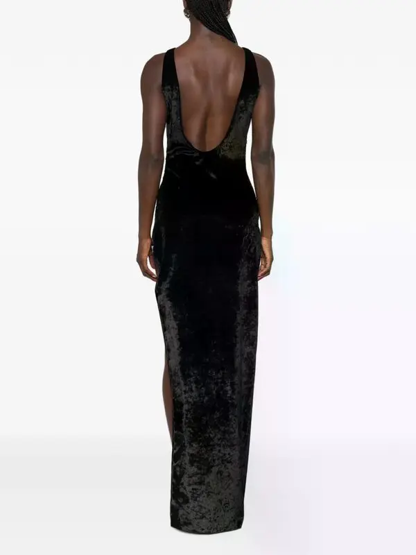 DONDUP Velvet Side-slit Midi Dress