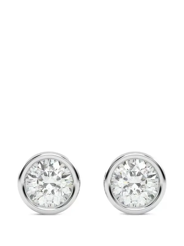 DIAMOND ESSENTIALS 14kt White Gold Solitaire Diamond Stud Earrings