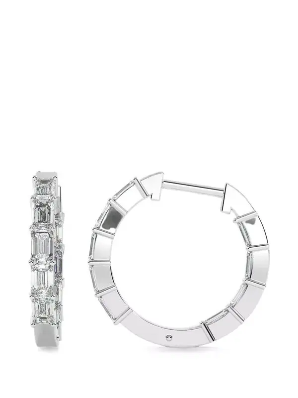 DIAMOND ESSENTIALS Emerald-cut Pavé Diamond Hoop Earrings