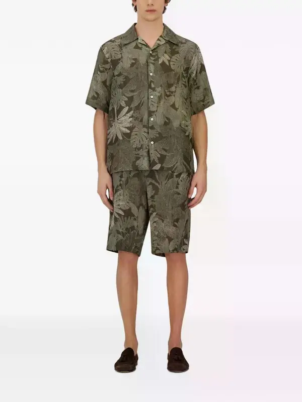 Herno Tropical-print Linen Shirt