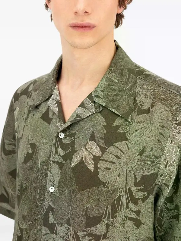 Herno Tropical-print Linen Shirt