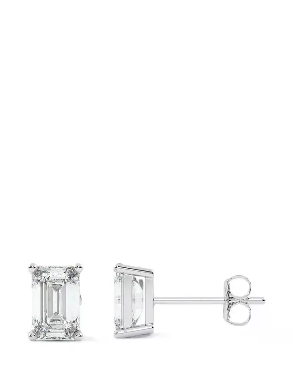 DIAMOND ESSENTIALS Emerald-cut Diamond Solitaire Earrings In 14k White Gold