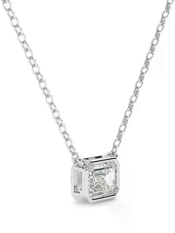 DIAMOND ESSENTIALS Emerald-cut Diamond Bezel-set Necklace In White Gold