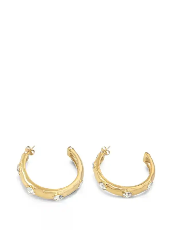 Guess Mamounia Crystal-embellished Hammered Hoop Earrings - Gold