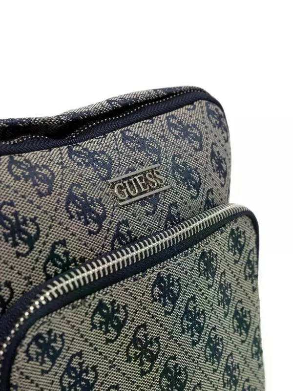 Guess Monogram Print Logo Plaque Messenger Bag