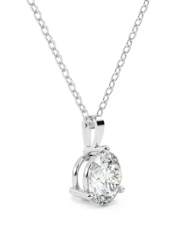 DIAMOND ESSENTIALS 14k White Gold Solitaire Diamond Necklace