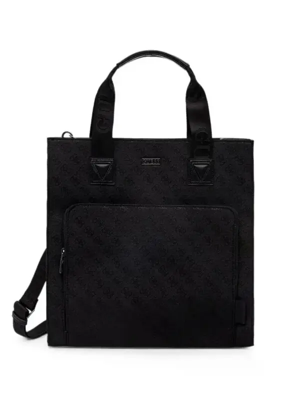 Guess Monogram Logo-jacquard Tote Bag - Black